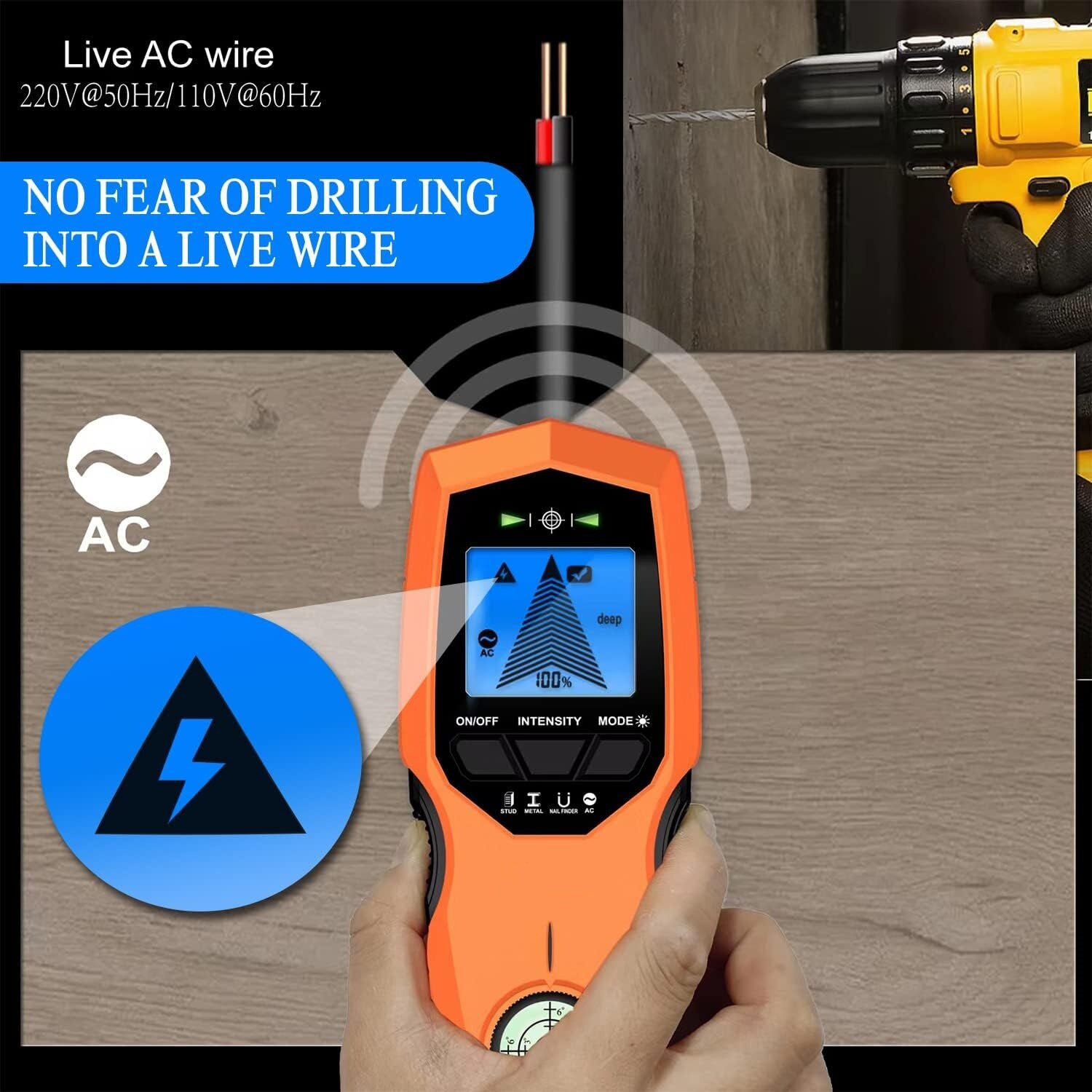 Detector de cabluri electrice 7-in-1, GOSTOCK®, Calibrare Automata ...