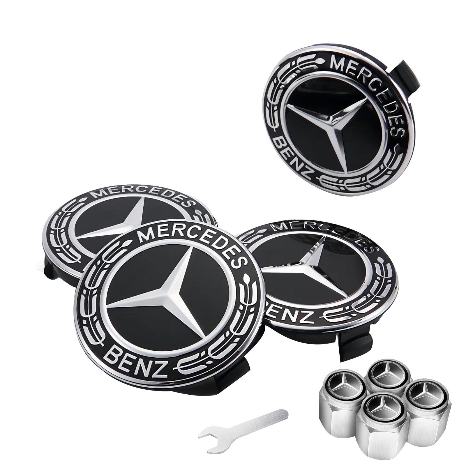 Set 4 capacele pentru roti, SINBINTA, Cu 4 Capace pentru supapele ...