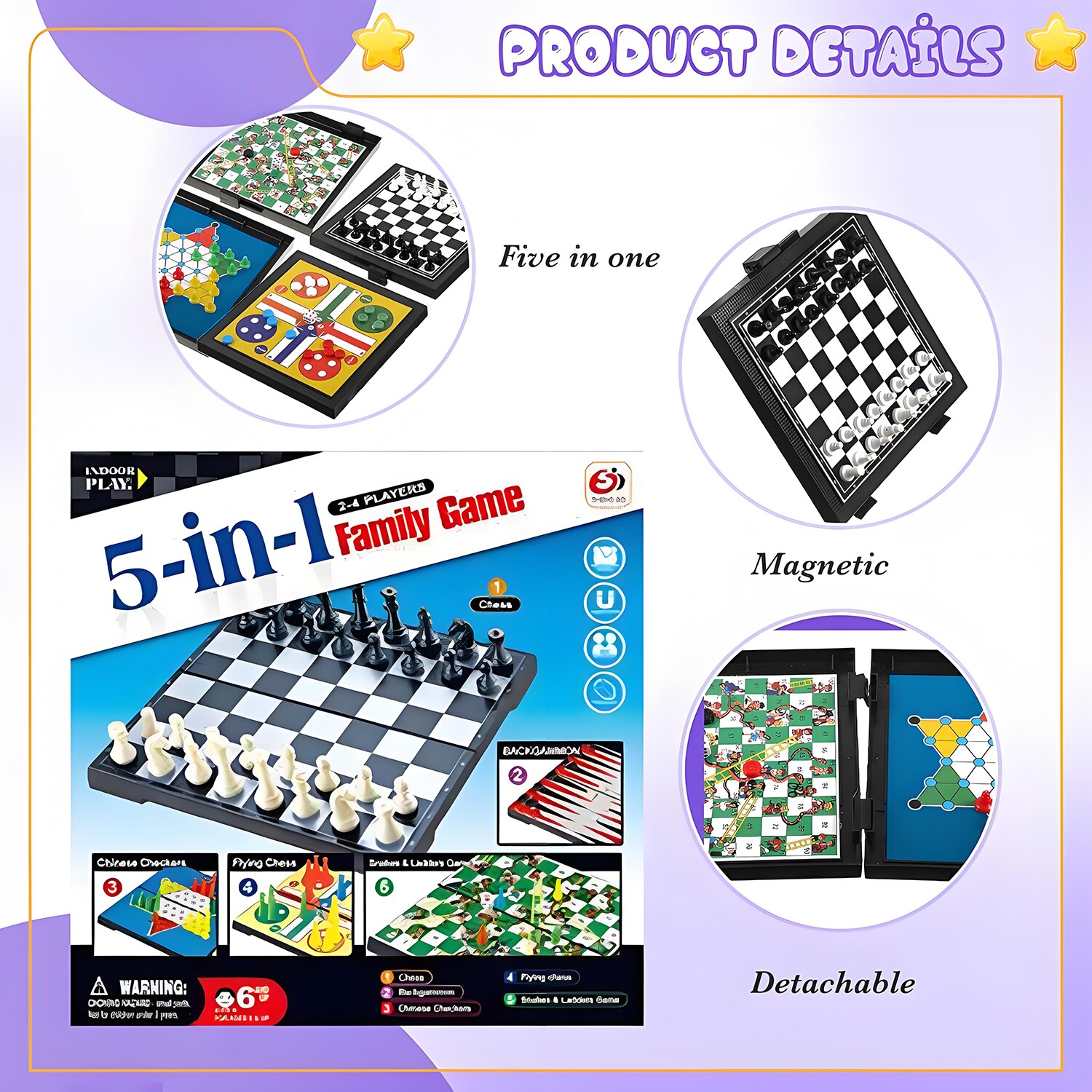 Joc de Societate 5 in 1, Daboza, Sah, Table, Snakes & Ladders Game ...