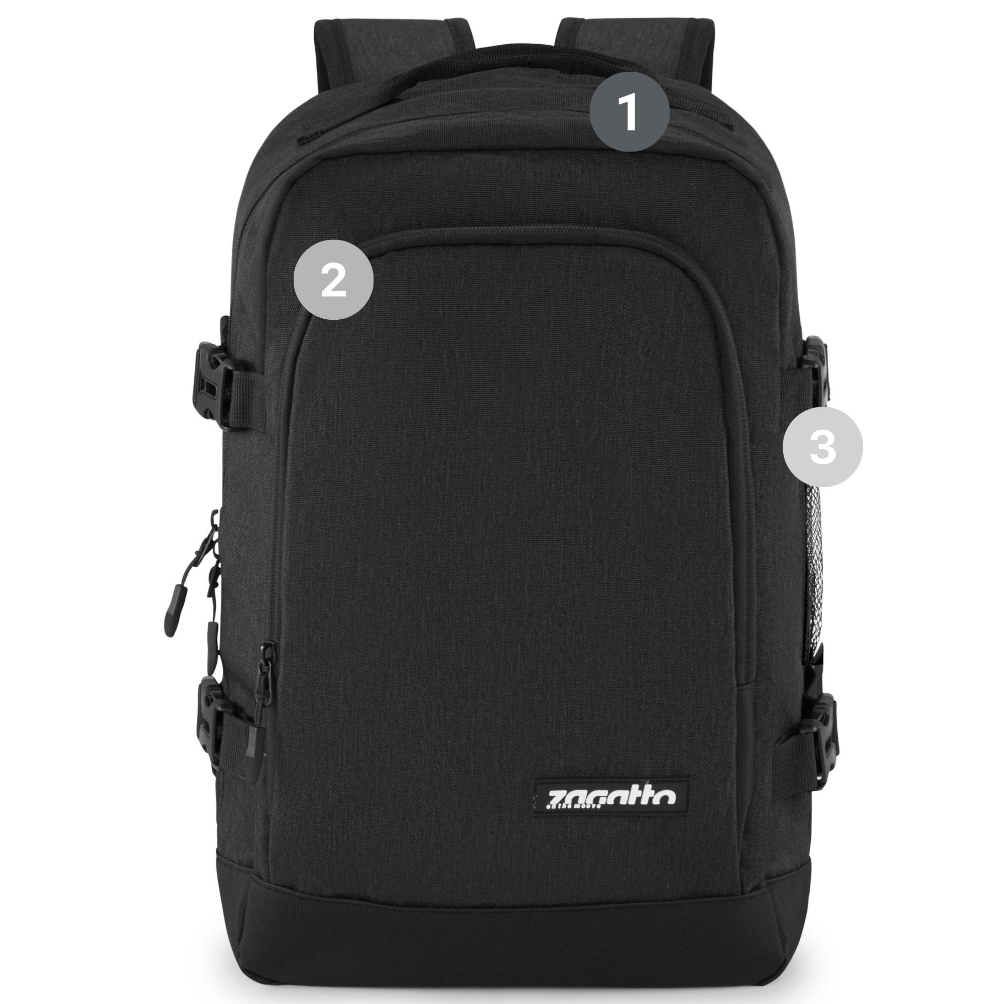 Rucsac de voiaj, Gri, Zagatto, 40x20x25 cm, 20L, Compatibil Ryanair ...