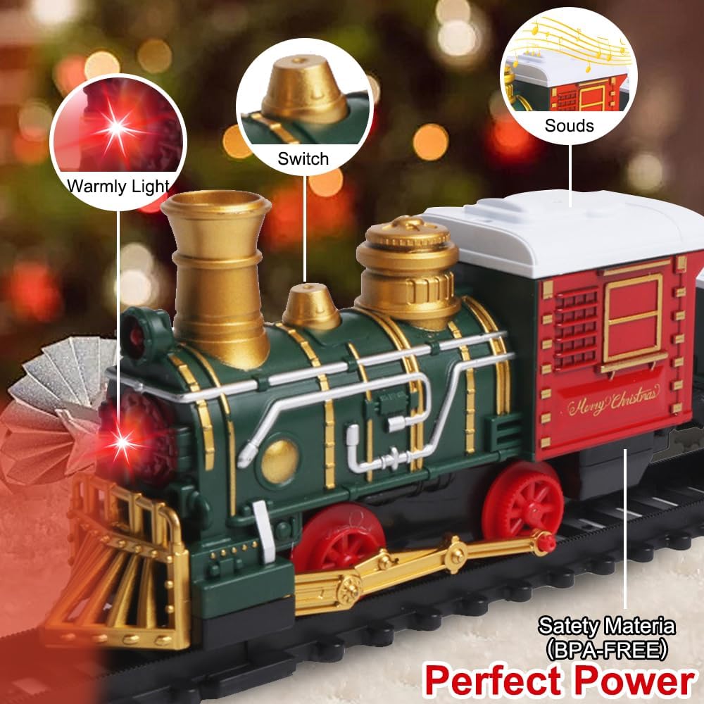 Set trenulet electric de Craciun, sanie Mos Craciun si brad, Tren ...