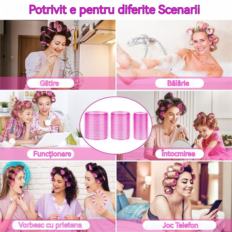 Set 36 Bigudiuri Extra Mari, Bigudiuri Autoadezive cu Cleme din Otel ...