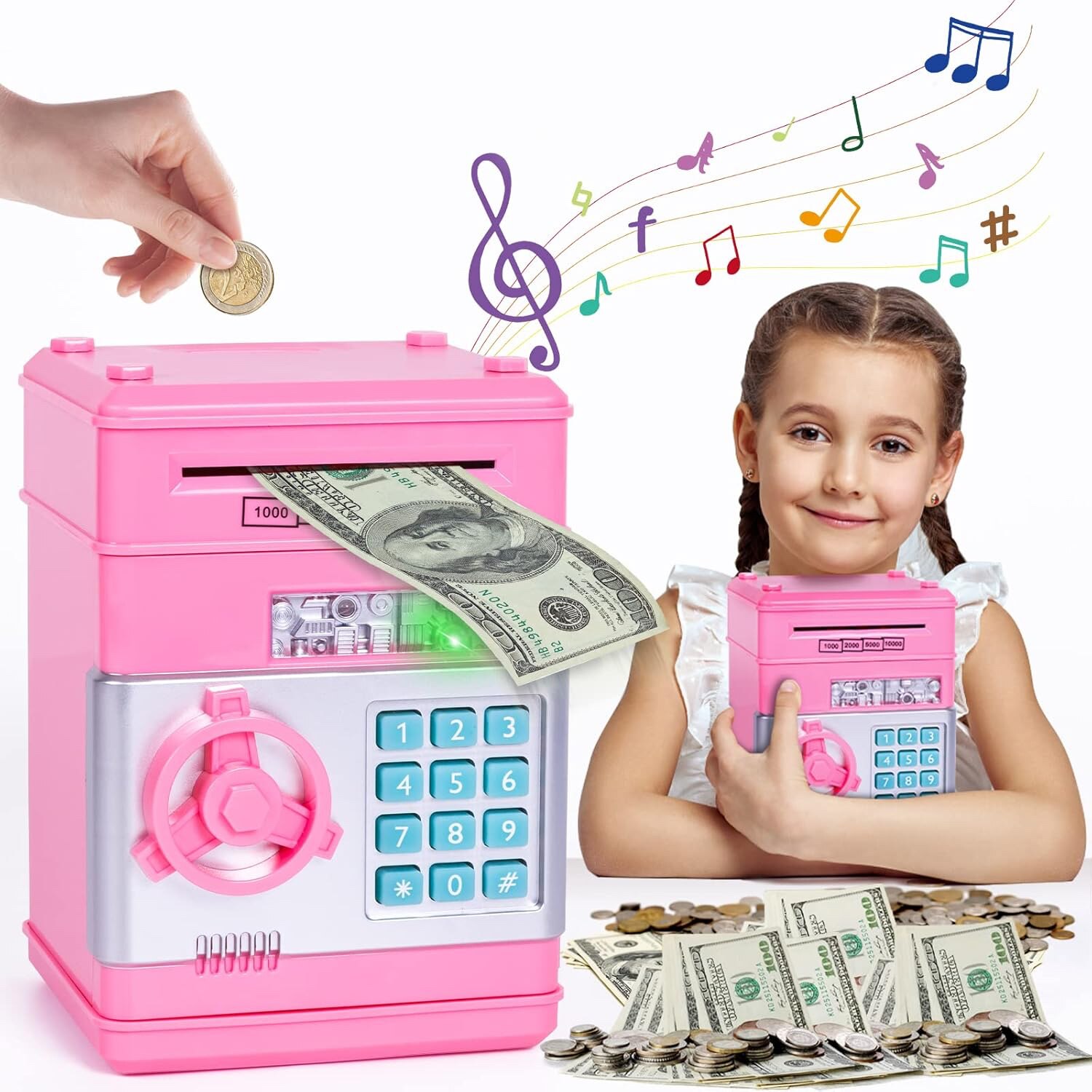 Pusculita electronica pentru copii, 2 moduri, cu 10 melodii, parola ...