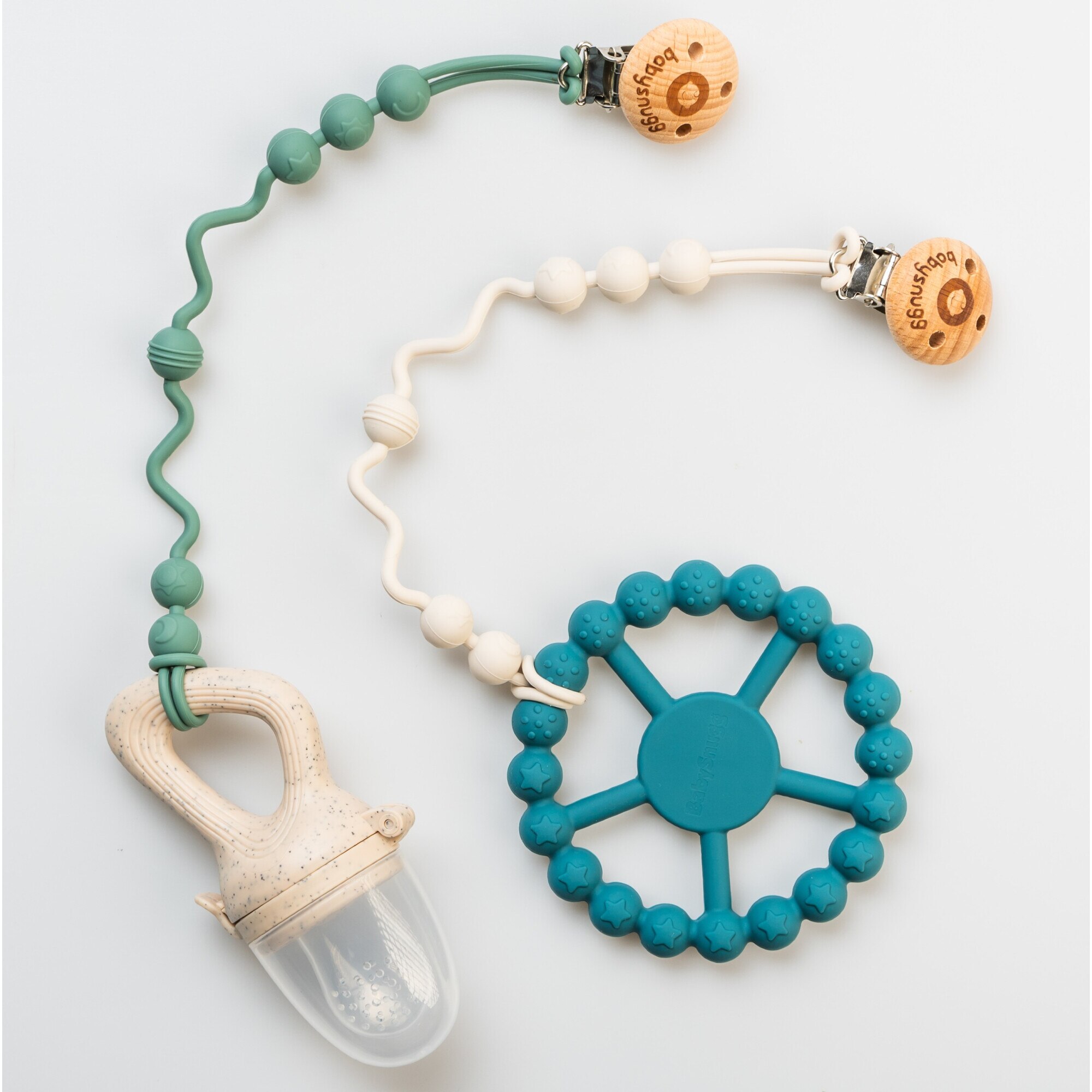 Set Lantisor pentru suzeta din silicon Babysnugg, 2 bucati, clips din ...