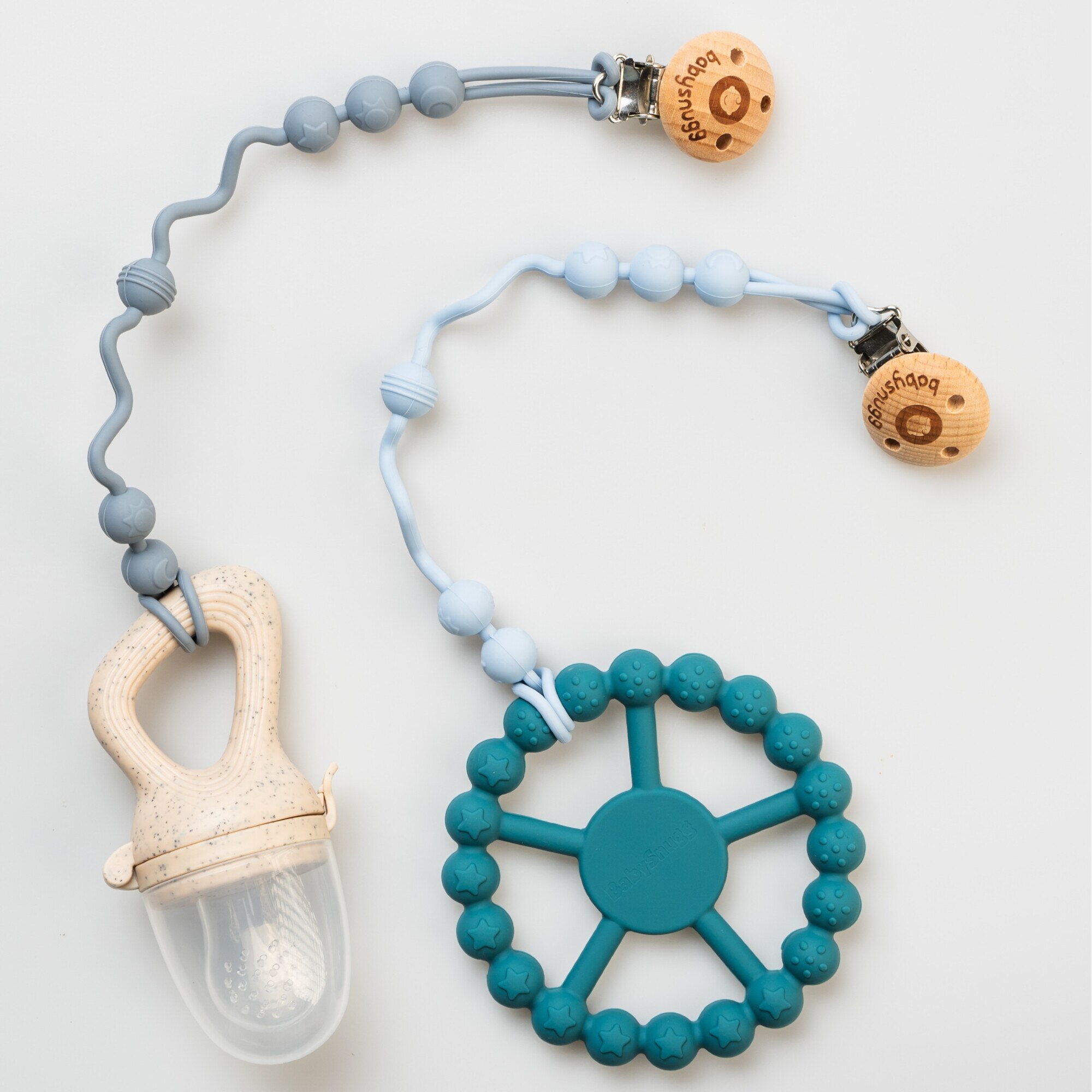 Set Lantisor pentru suzeta din silicon Babysnugg, 2 bucati, clips din ...