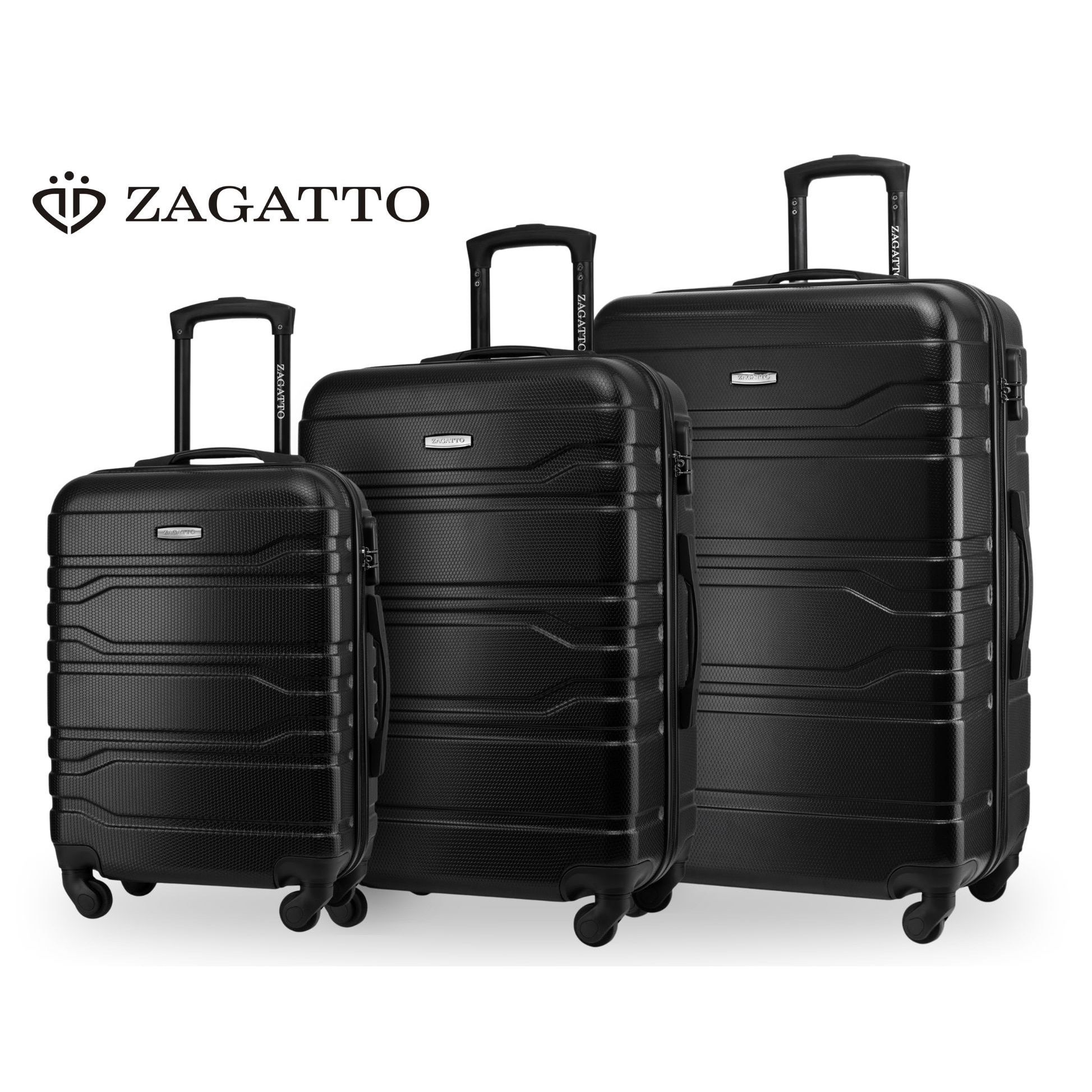 Set 3 trolere pentru vacanta, Zagatto®, Negru, Marime S-M-L, 55/65/75 ...