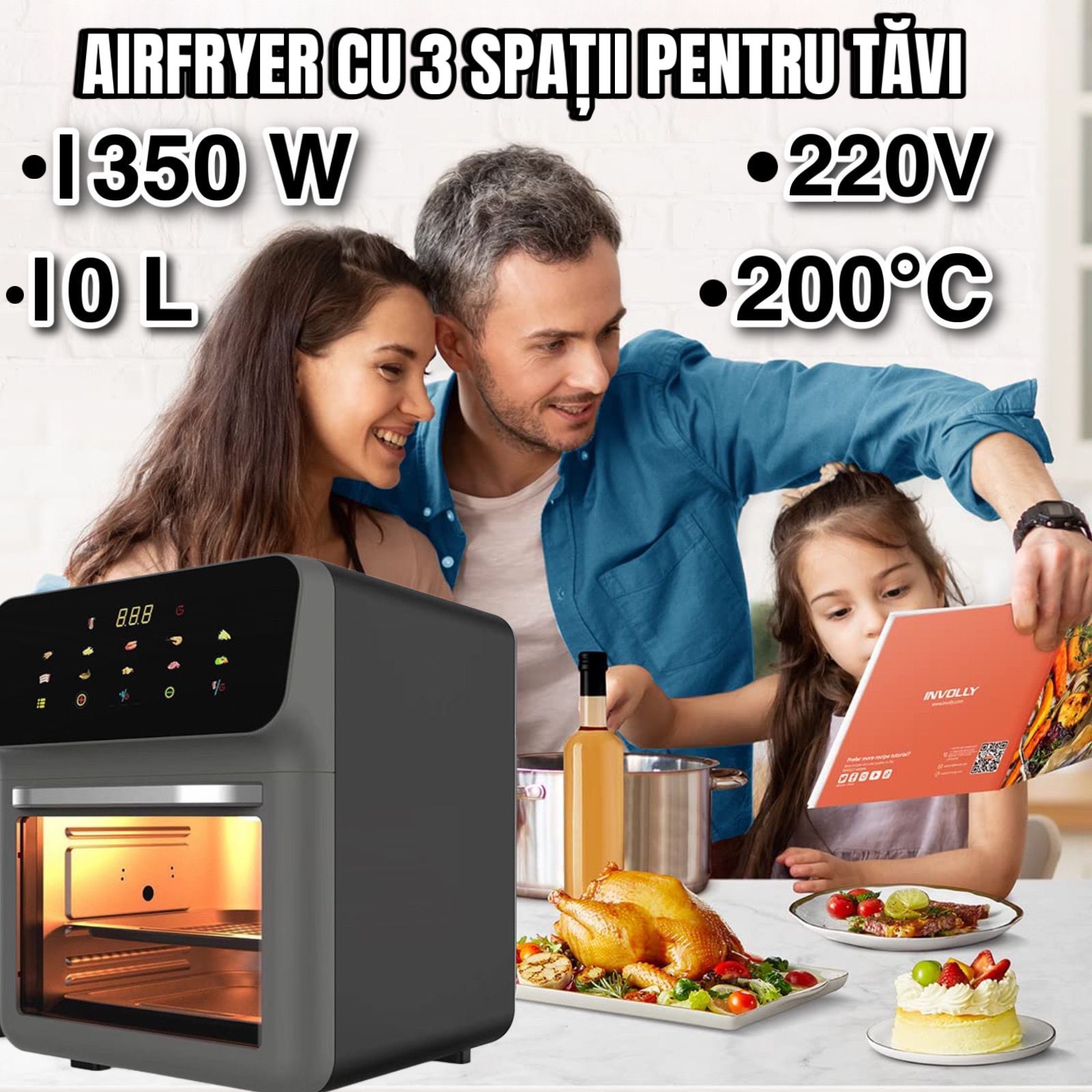 Friteuza cu Aer Cald Infiniteea™, Airfryer, Capacitate 10L, 1350W ...