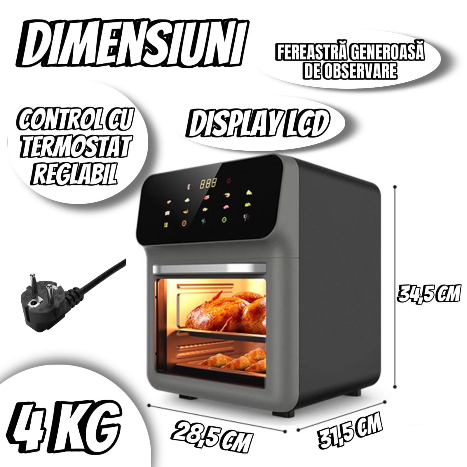 Friteuza cu Aer Cald Infiniteea™, Airfryer, Capacitate 10L, 1350W ...