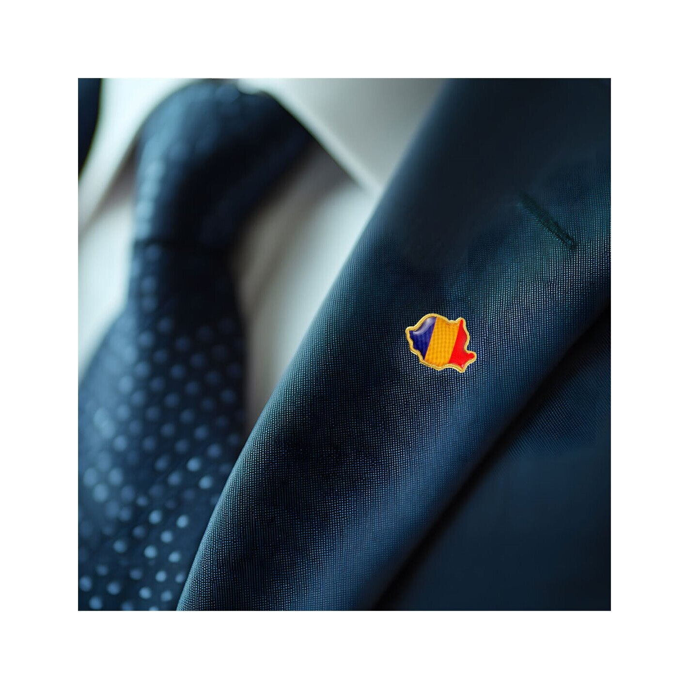 Pin metalic auriu tricolor ROMANIA, Createur - eMAG.ro