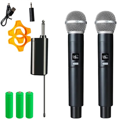 Set 2 Microfoane Wireless VENTART, cu Receiver Jack 6, 35mm, Baterie ...