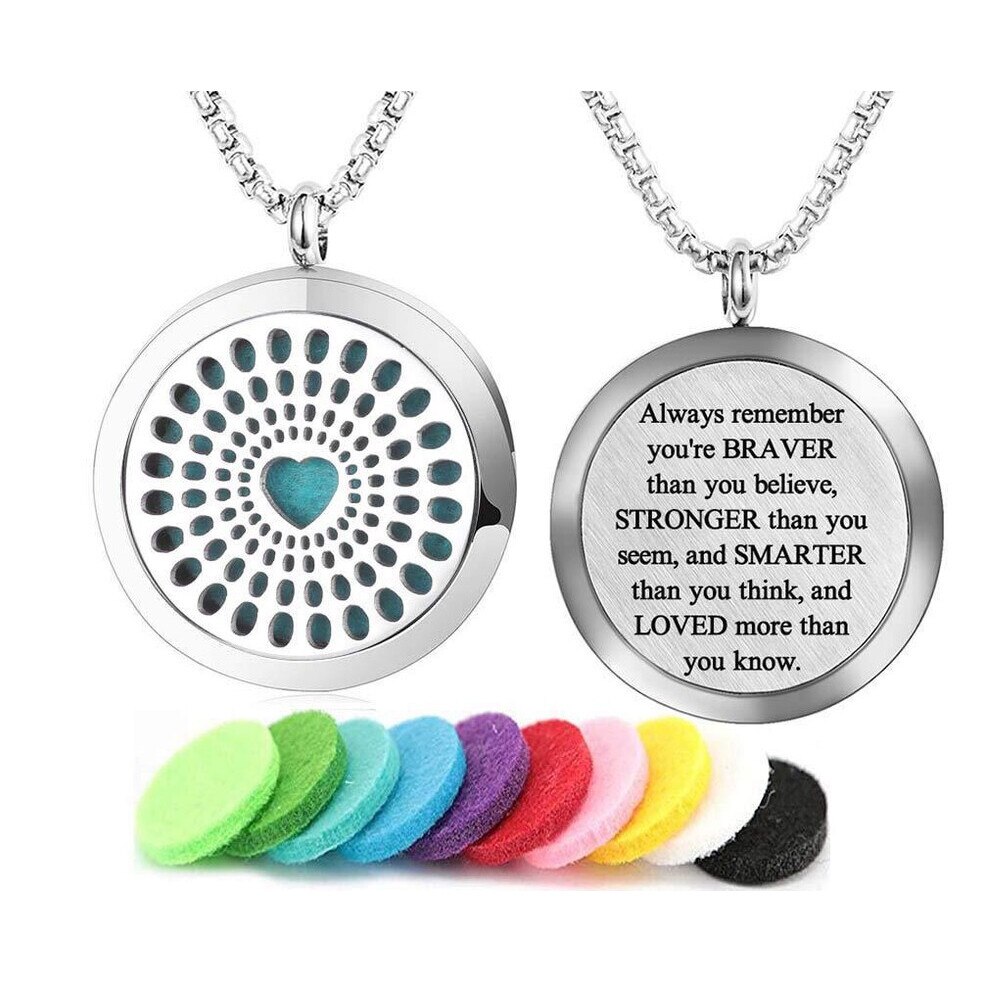 Colier difuzor ulei esential Hoyecl, set cu pandantiv, lant din otel ...