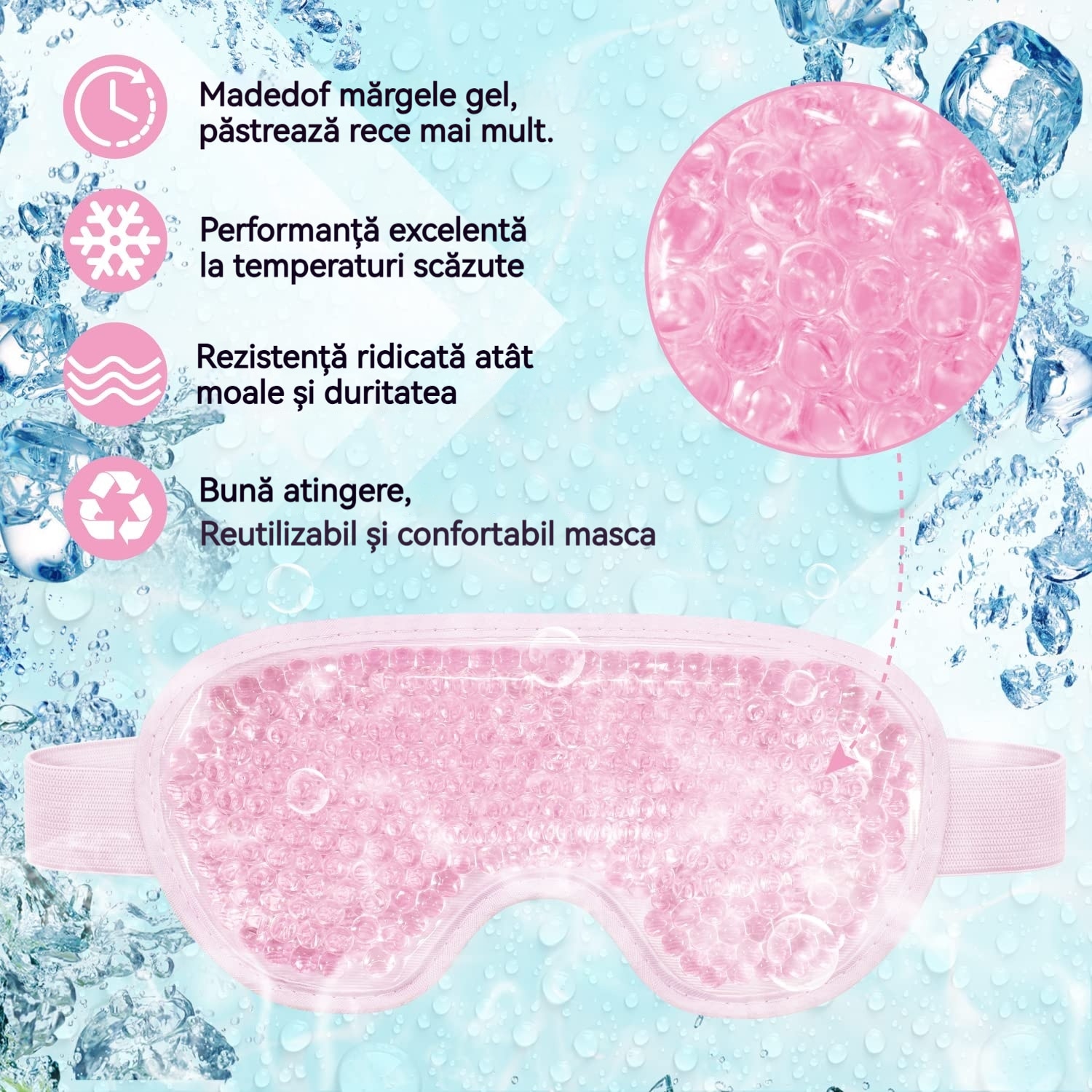 Masca de ochi cu gel rece, Hoyecl, reutilizabila, pentru ochi umflati ...