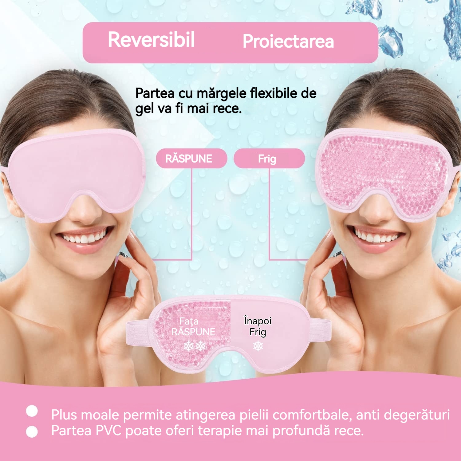 Masca de ochi cu gel rece, Hoyecl, reutilizabila, pentru ochi umflati ...