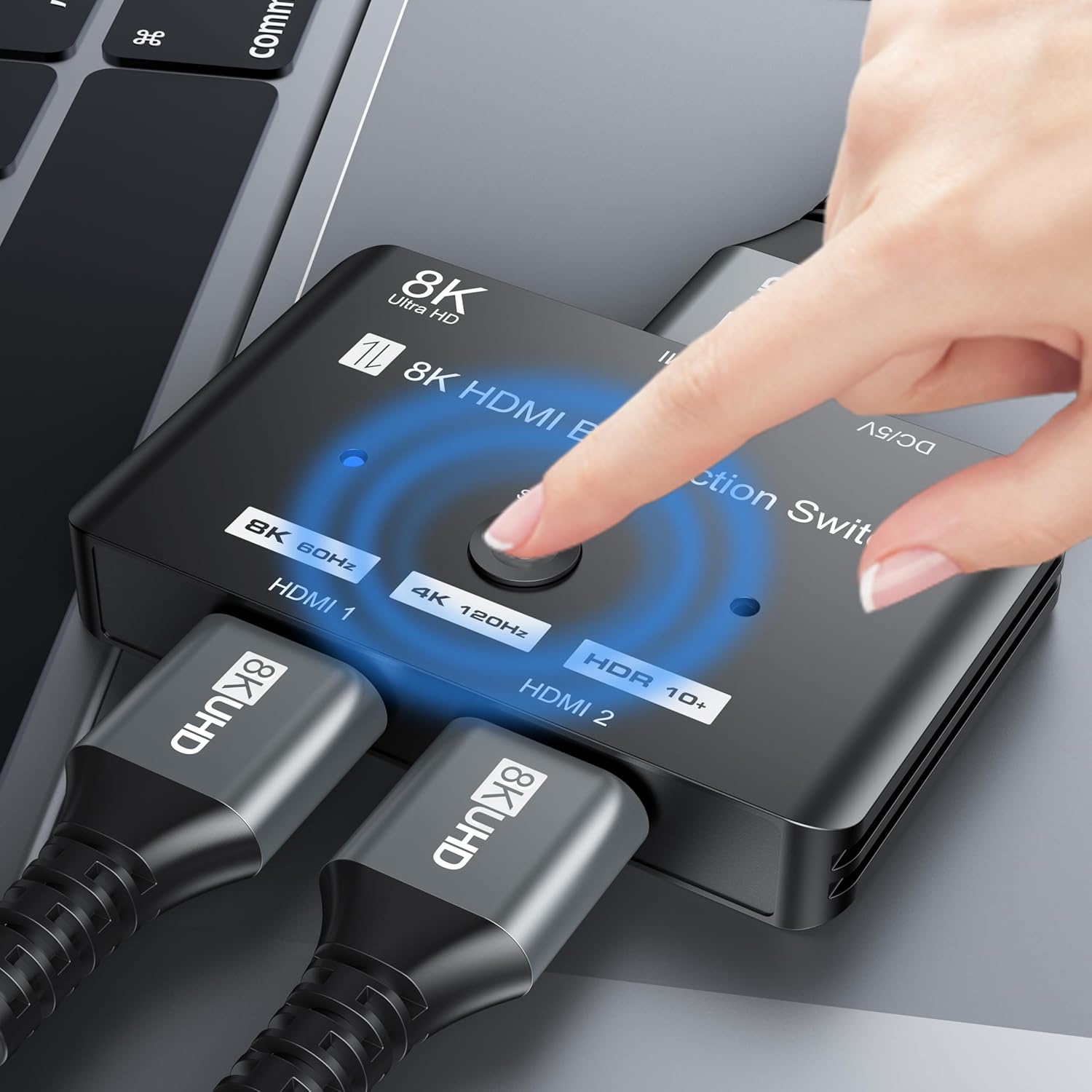 Switcher HDMI 8K 2.1, Techmoon®, Splitter HDMI bi-directional de mare ...