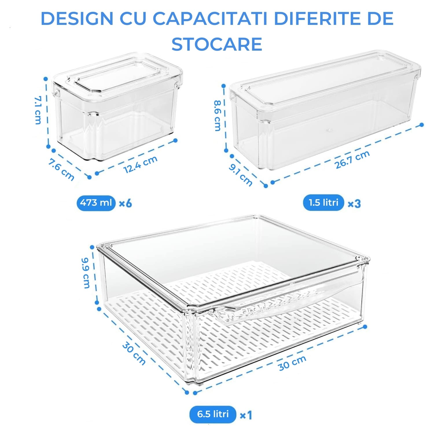 Set 10 Cutii Depozitare Elindor® Organizator pentru Bucatarie si Baie ...