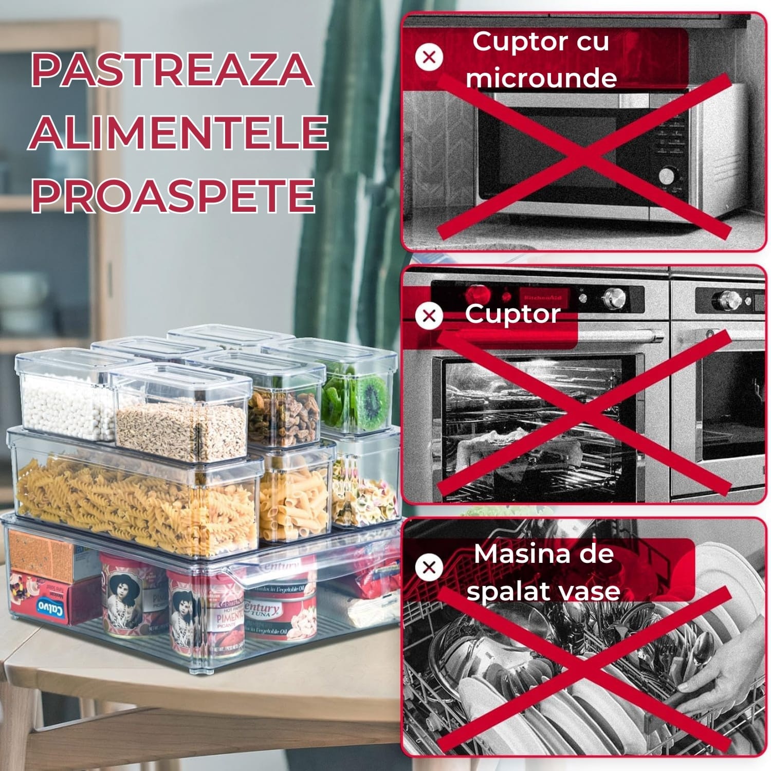 Set 10 Cutii Depozitare Elindor® Organizator pentru Bucatarie si Baie ...