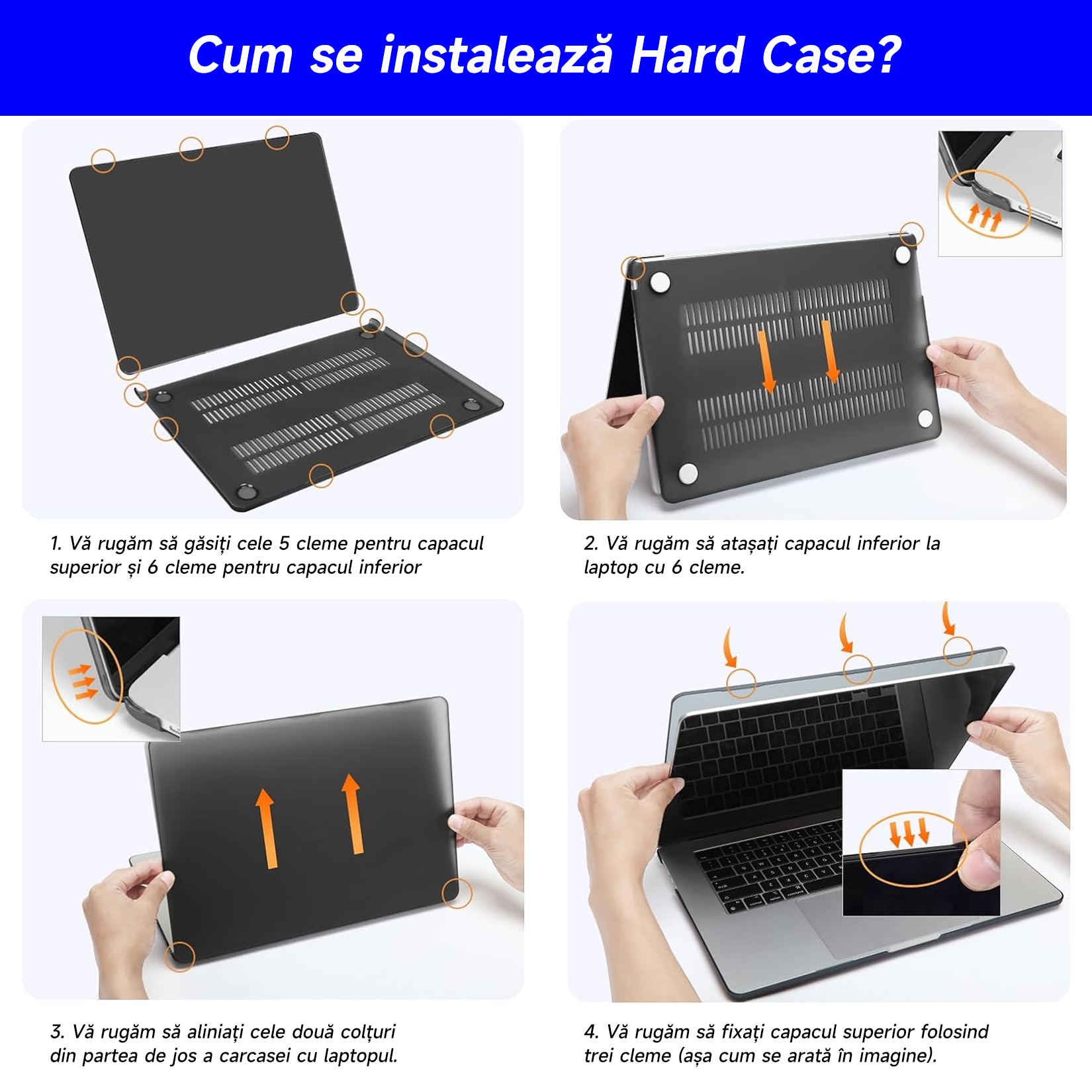 Carcasa laptop compatibila cu Macbook Air 13.3 inch tranparent, usor de ...