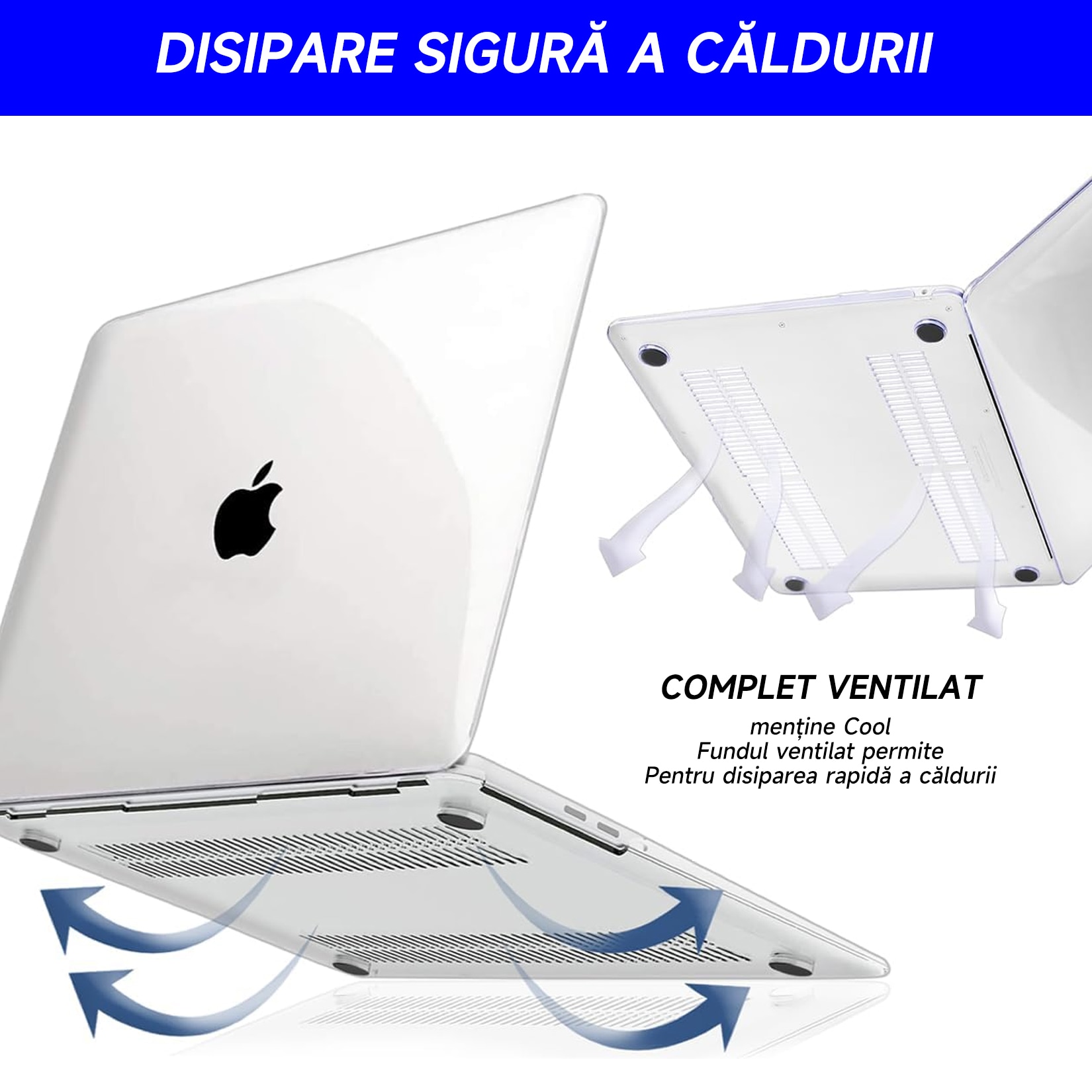 Carcasa laptop compatibila cu Macbook Air 13.3 inch tranparent, usor de ...