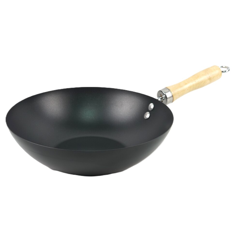 Tigaie Wok Alpina, 25 cm, cu maner din lemn, suprafata antiaderenta ...