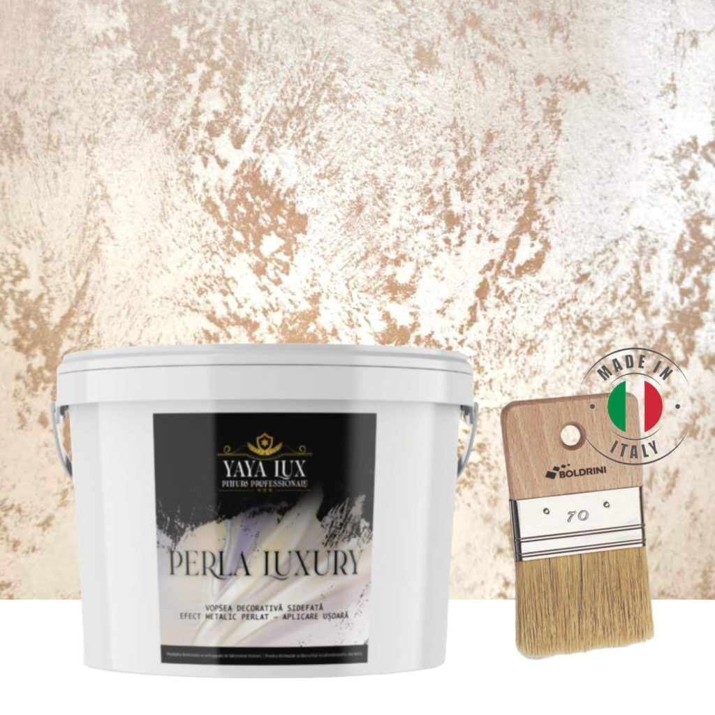 Vopsea decorativa de Lux, Perla Luxury cu Fulgi Perlati, Cafea cu Lapte ...