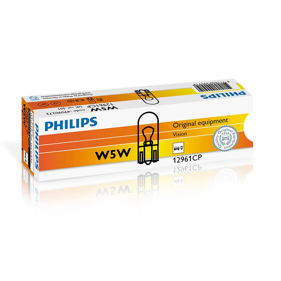 Bec Halogen Philips Wedge Base Vision W5W 12V 5W W2, 1x9, 5d - eMAG.ro