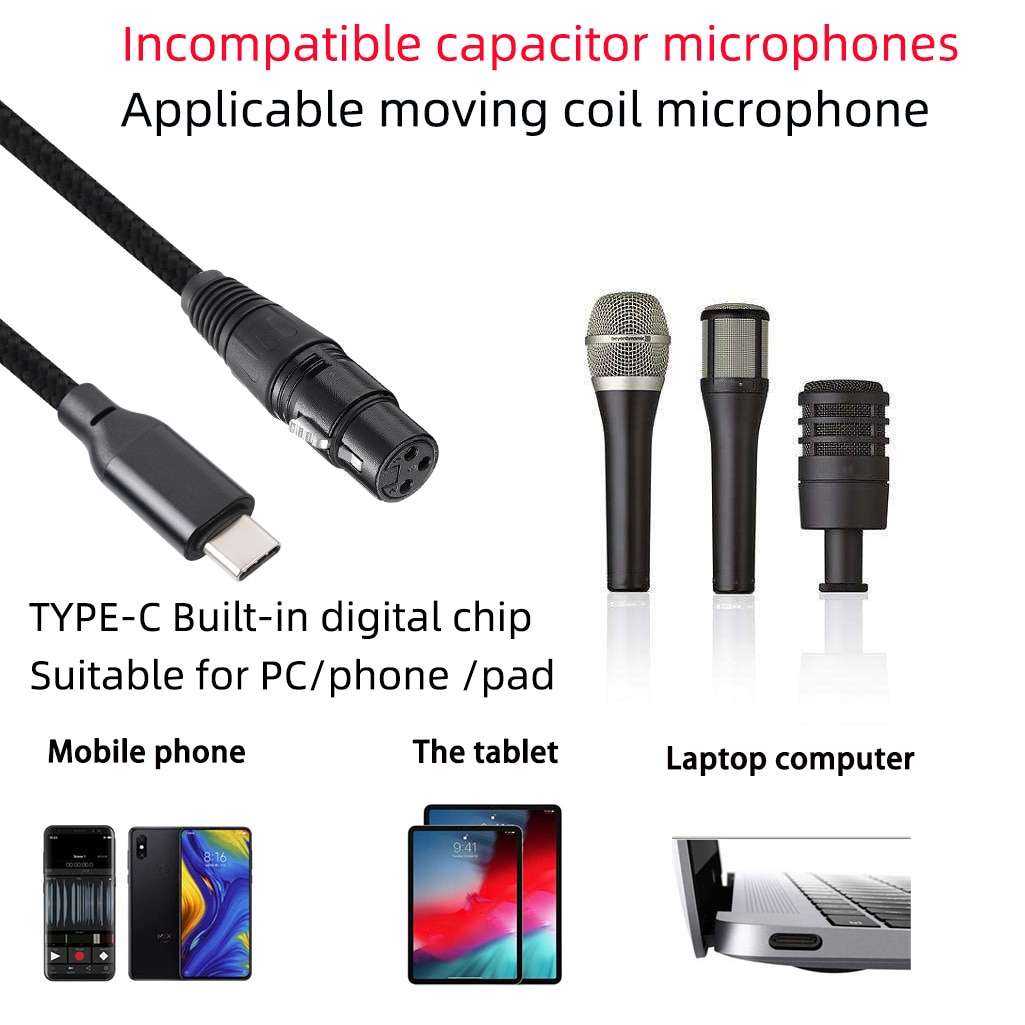 Cablu audio, Microfon, XLR mama la Type C, Compatibil microfon cu ...