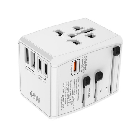 Adaptor incarcator convertor priza, PD 45W+2 USB+2 Type-C All in one ...