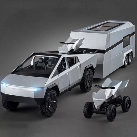 Masinuta de jucarie Tesla Cyber Pickup Truck 1:28, tehnologie PullBack ...
