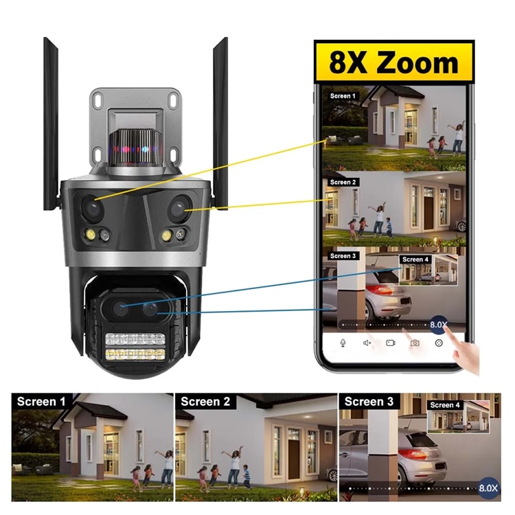 Camera De Supraveghere Wireless BabyToy™ C4, 16MP 6K, Zoom 8X, Exterior ...