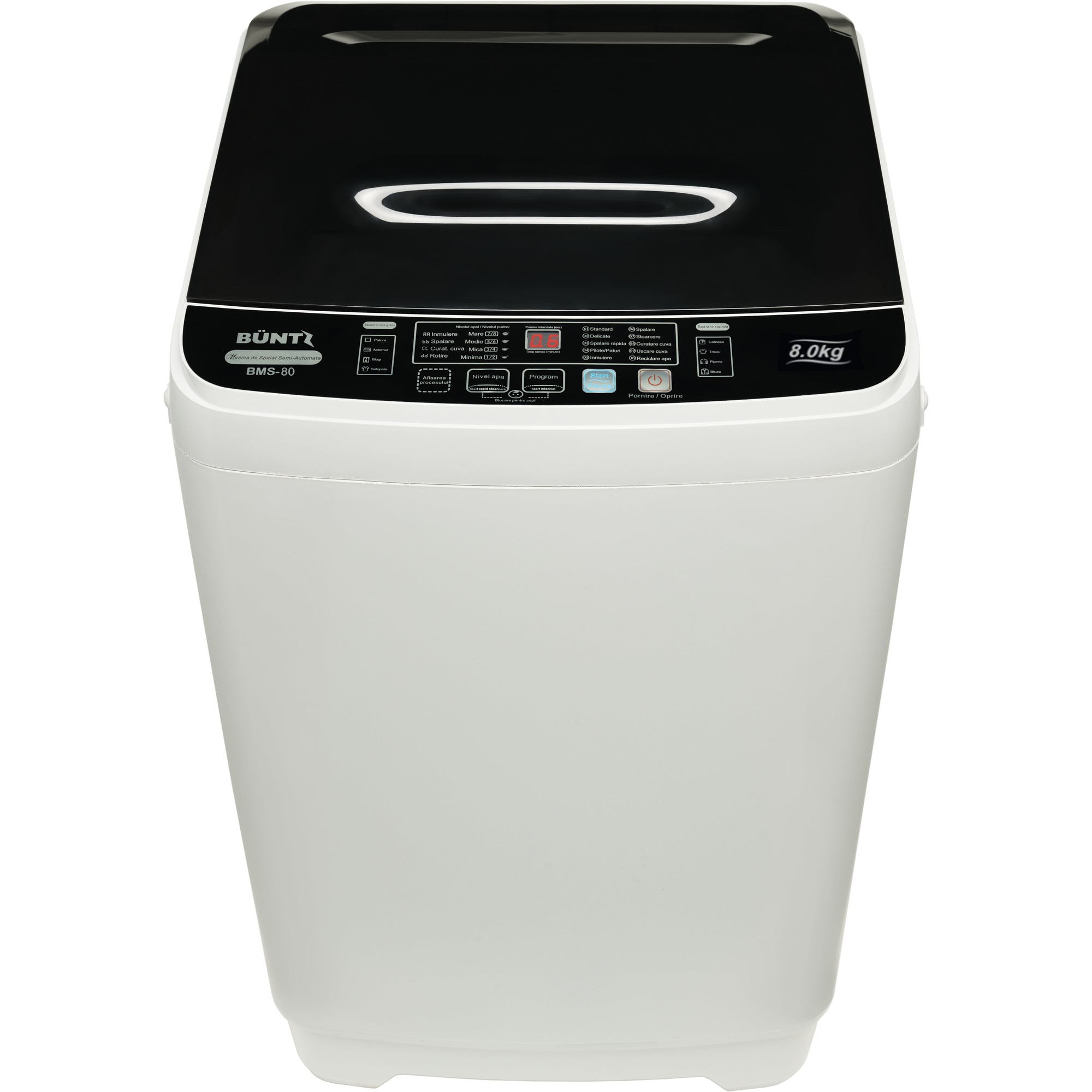 Masina de spalat rufe semiautomata, cuva din inox, Büntz BMS-80, 8 kg ...