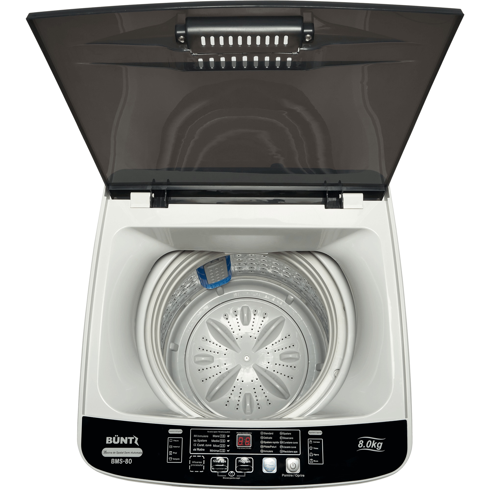 Masina de spalat rufe semiautomata, cuva din inox, Büntz BMS-80, 8 kg ...