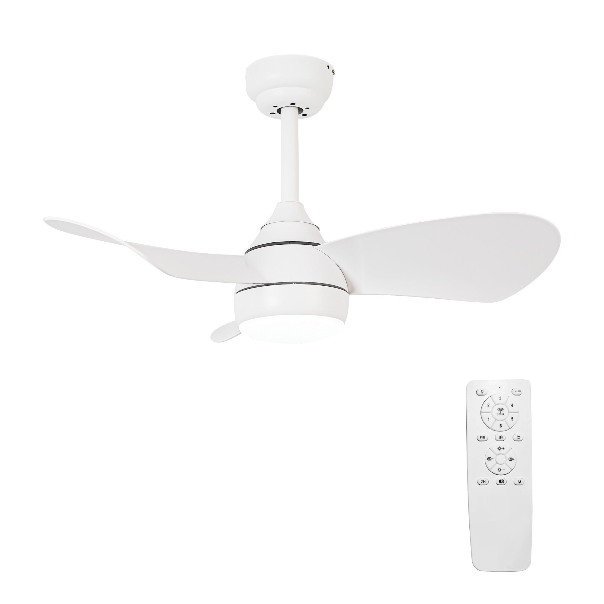 Ventilator de tavan cu iluminare, Parrot Uncle, 76cm, motor DC silentios, telecomanda, alb - eMAG.ro