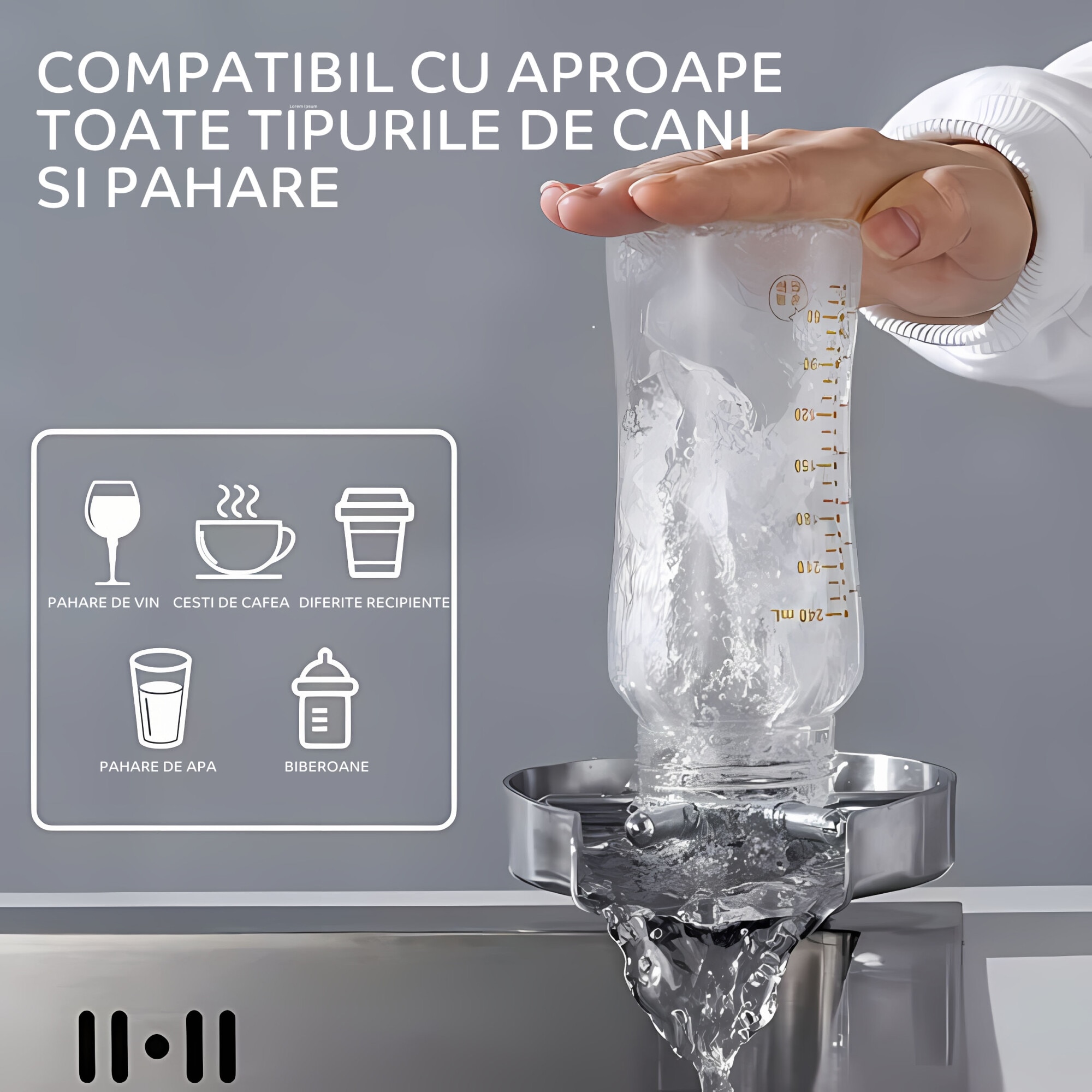 Spalator pahare din inox HAWIRE pentru chiuveta, Jet puternic, Spalare ...