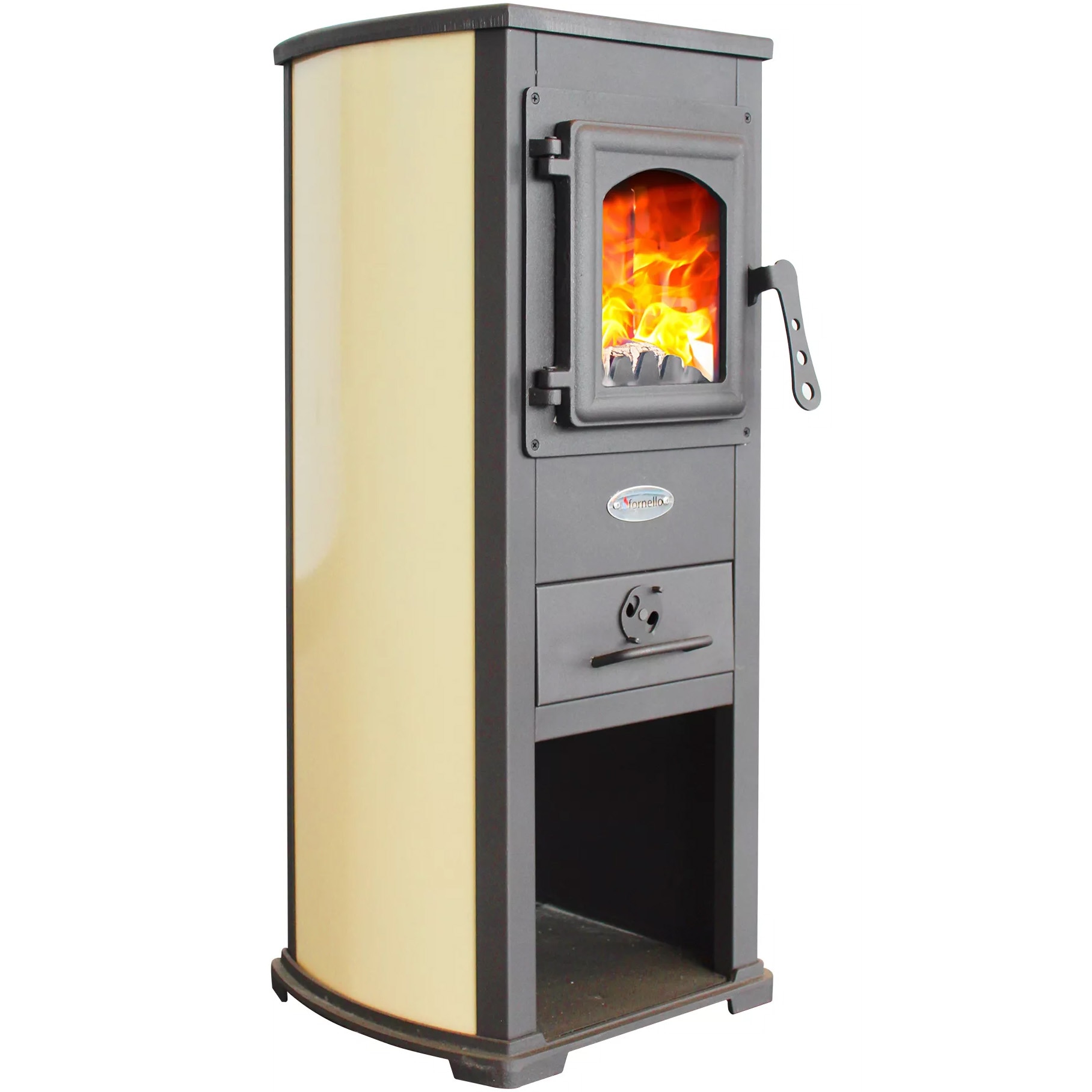 Semineu (Soba) pe lemne Fornello Berna Lux Ivory 5-7 kW, 390x450x870 mm ...