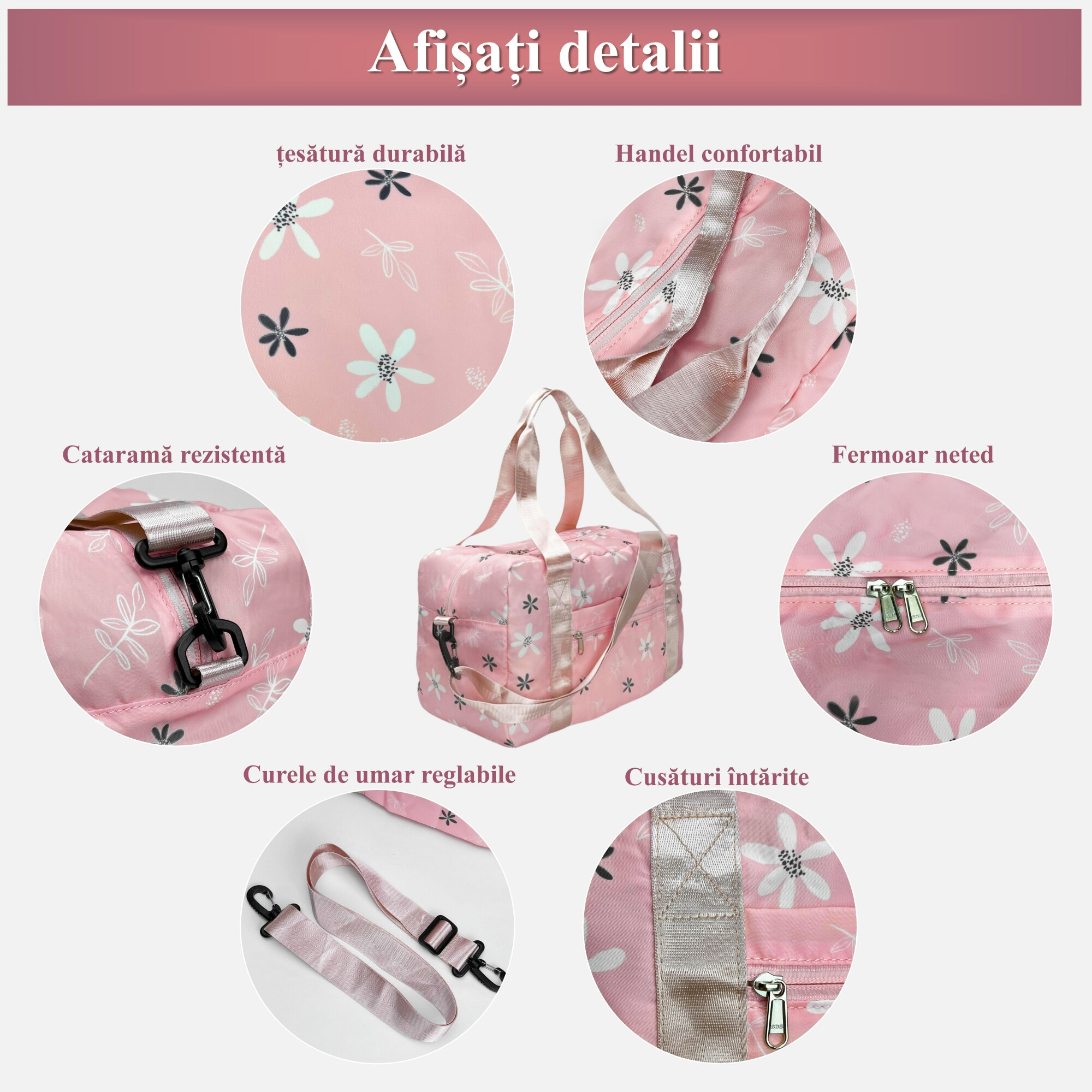 Geanta de Voiaj Pliabila 20L, 40x20x25cm, roz, Pentru Geanta de Cabina ...