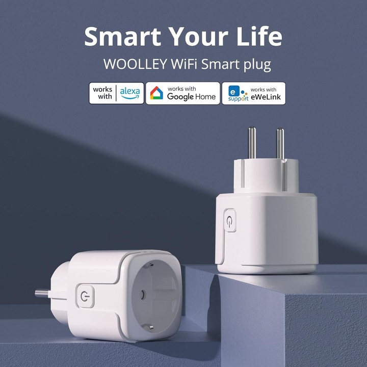 Set 2 Prize inteligente Aurov®, WiFi, aplicatie mobila SmartLife, 16A ...