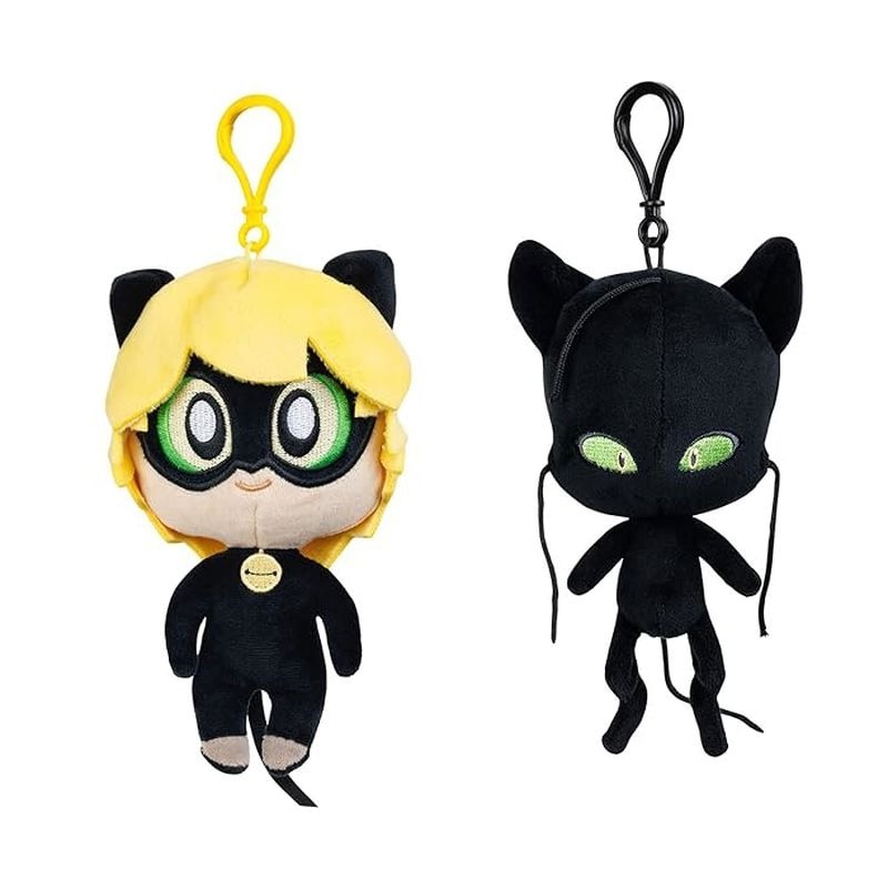 Set 2 Jucarii de plus Miraculous, Motan Noir si Plagg cu breloc, 16 ...