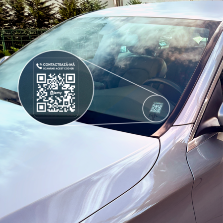 Sticker Alerty Smart QR pentru Parbriz Auto - Include Aplicatie Android ...