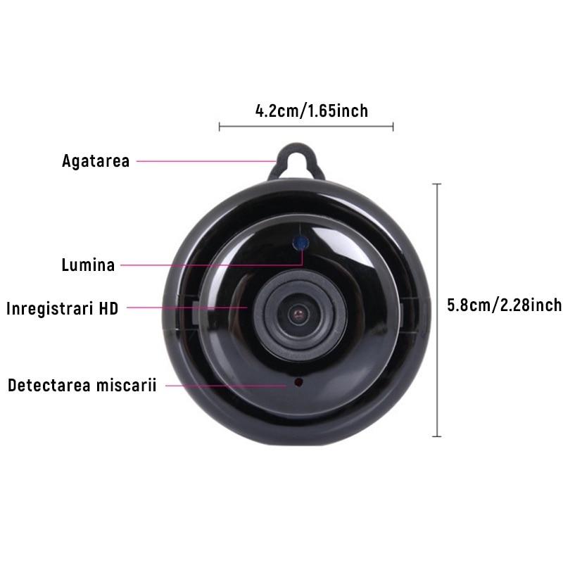 Mini camera ascunsa cu infrarosu WiFi, Calitate Full HD 1080p, night ...