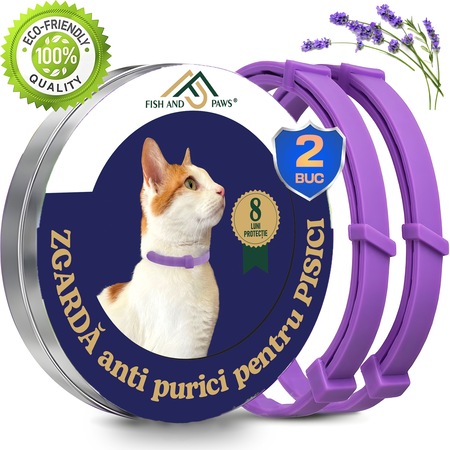 Zgarda Fish & Paws ®, anti purici pentru pisici, reglabila si ...