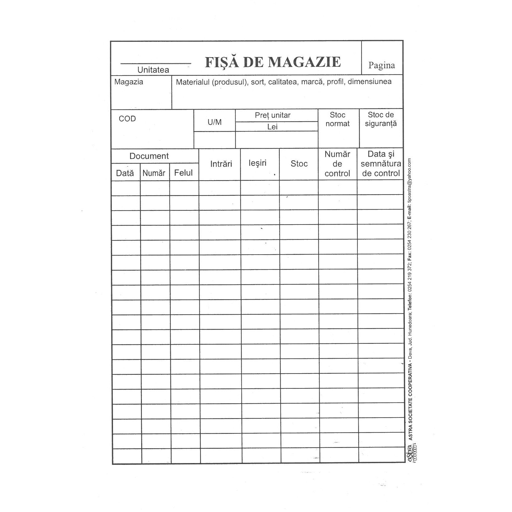 Fisa magazie, A5, volante, carton 230 g, portrait - eMAG.ro