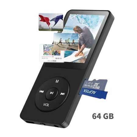 Player MP3, MOSMAOO®, Bluetooth, Portabil, 64 GB, Ecran 1.8-inch ...