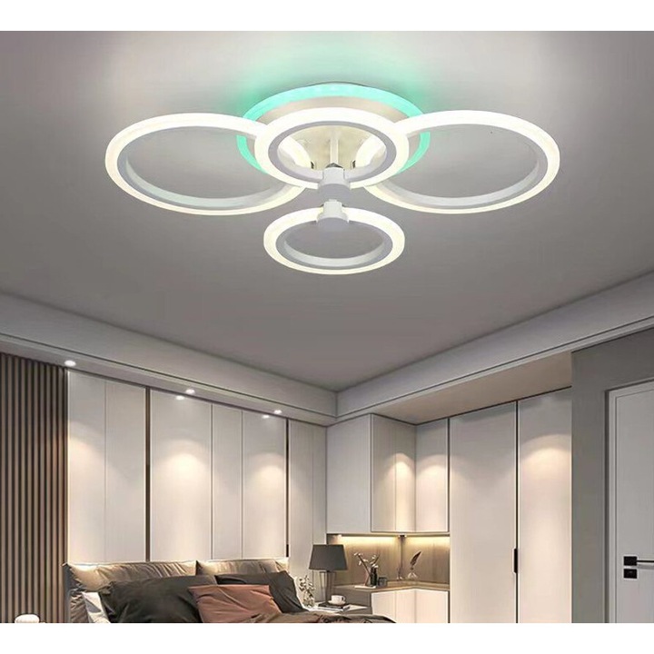 Lustra LED cu telecomanda, lumina Cald Neutru Rece + RGB, intensitate ...