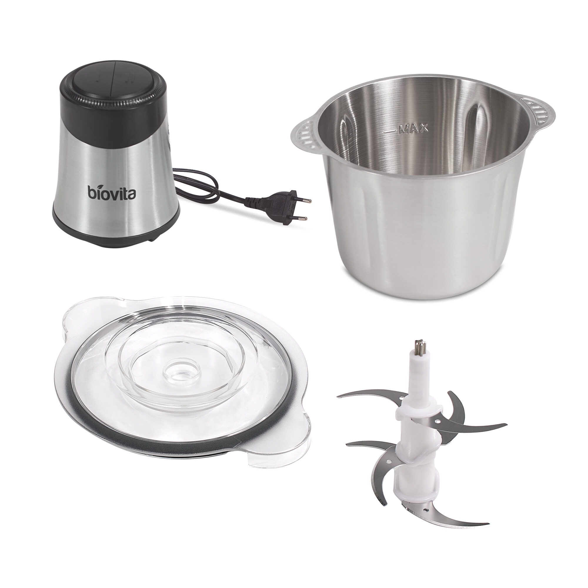 Tocator Electric Biovita TORNADO-INOX, 600W, 3L, Inox, 6 Lame, 2 Viteze ...