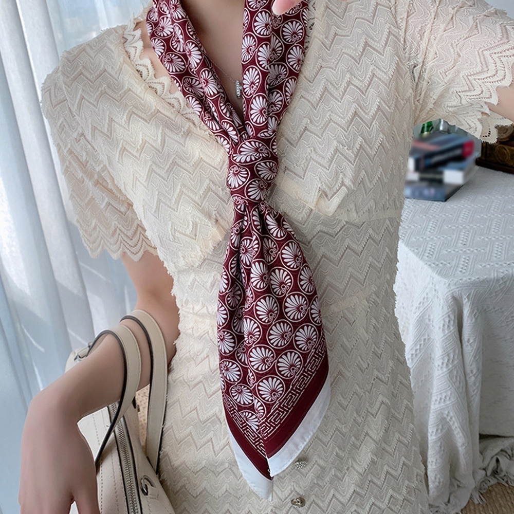 Esarfa patrata multifunctionala, bumbac, multicolor, 90x90cm - eMAG.ro