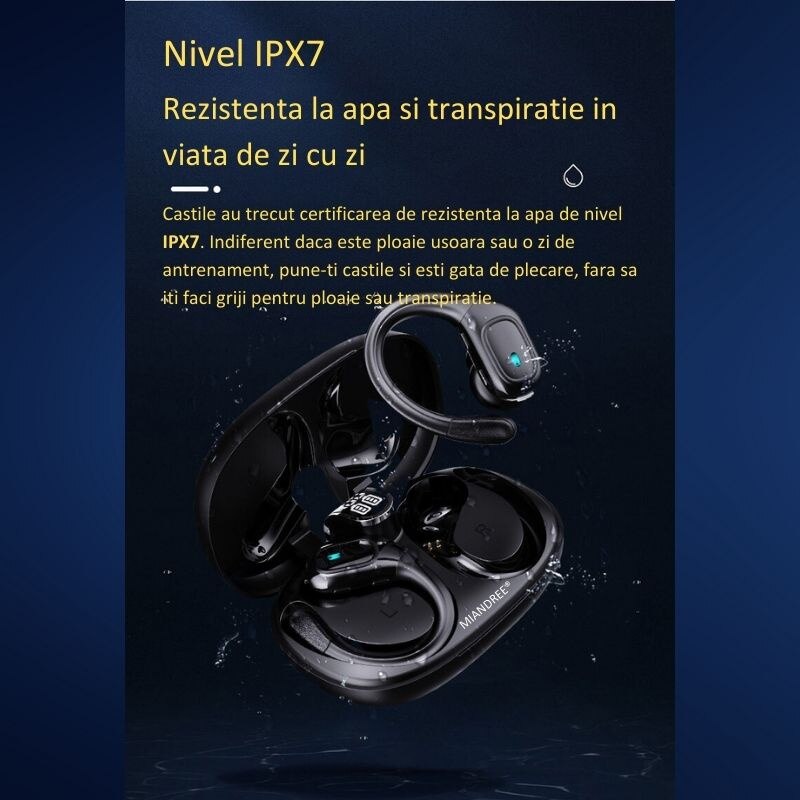 Casti Wireless Sport, MIANDREE® ActiveBuds, True Wireless, Bluetooth 5. ...