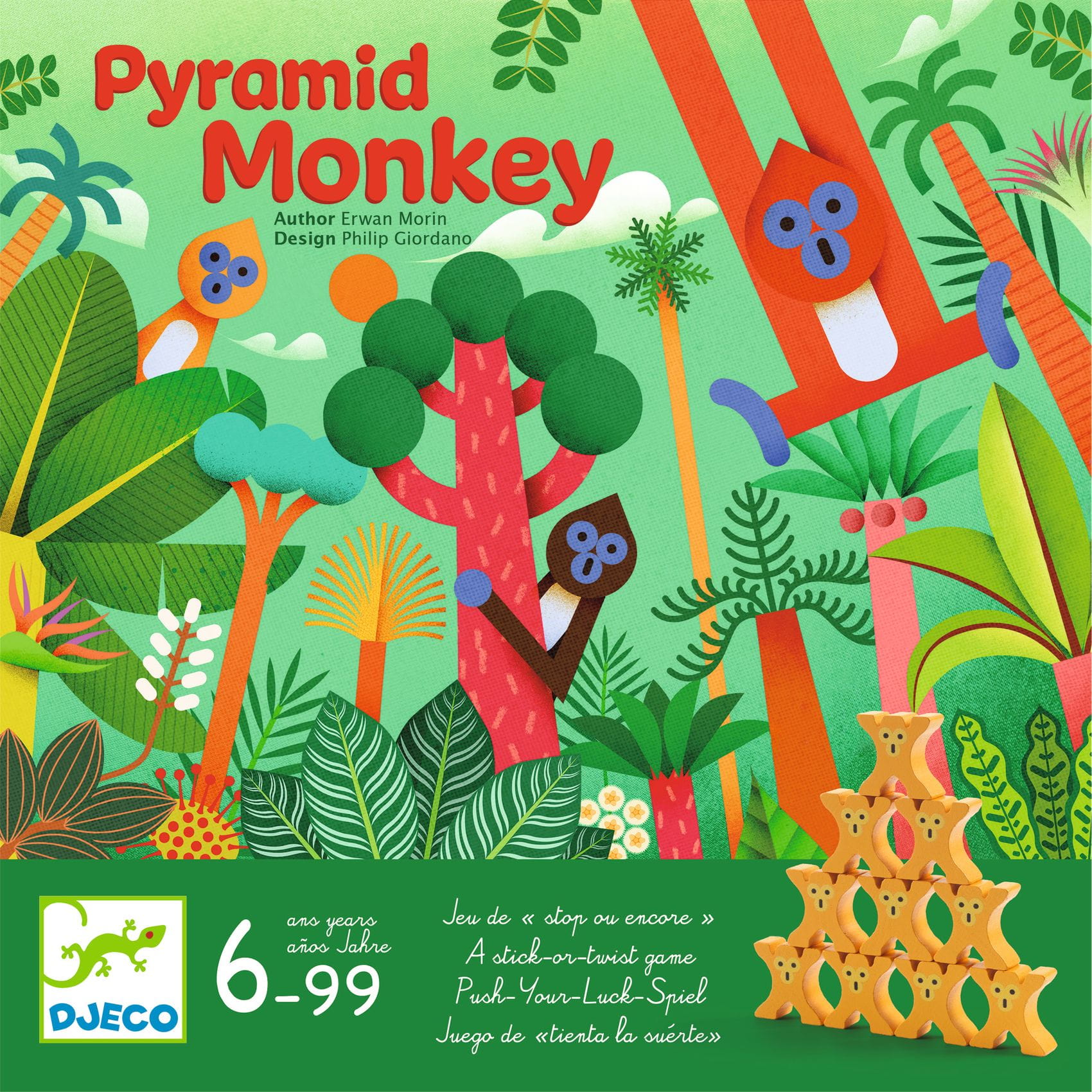 Joc de indemanare Pyramid Monkey, Djeco, 2-4 jucatori, 6 ani+, 21,5x21 ...