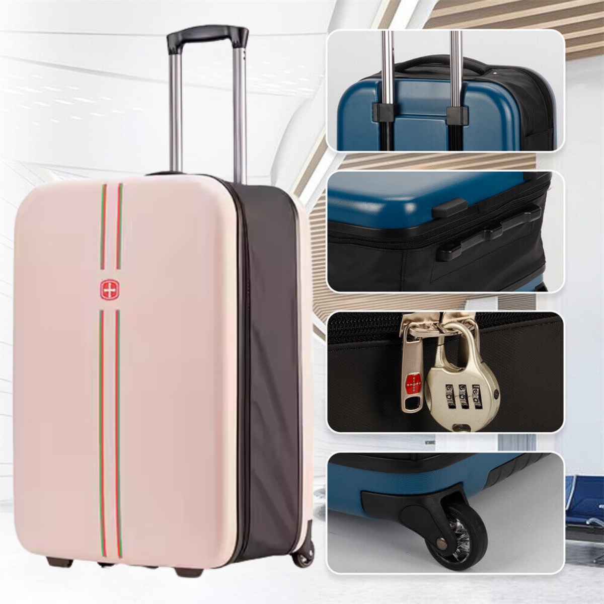 Troler pliabil mare de calatorie, Dasbo®, carcasa dura material ABS si ...