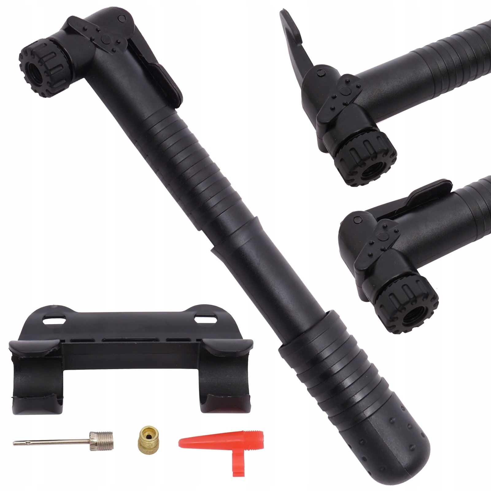 Falon Tech mini kerékpár pumpa, 5 bar, 22cm, 3 speciális fejjel, szett ...