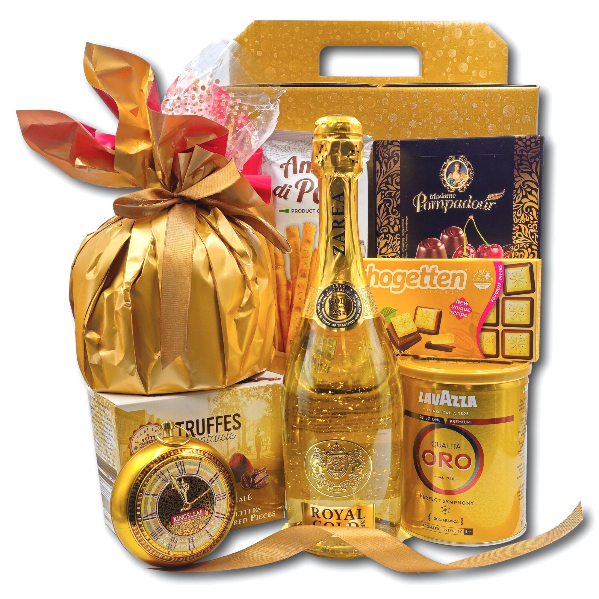 Pachet cadou elegant, CADOURI PREMIUM, model Royal Party, cu spumant ...